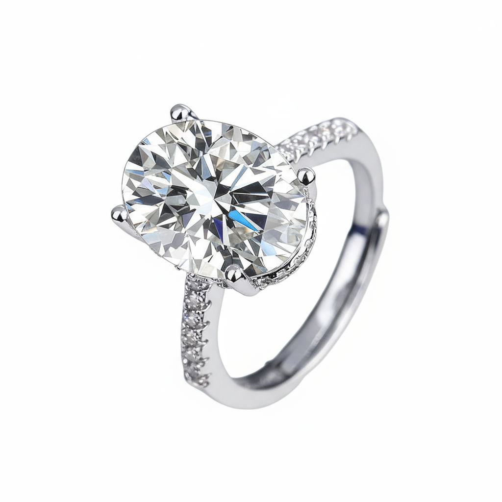 Ellipse Nocturne Ring - S925 Silver Oval Design | XYMQjewelry