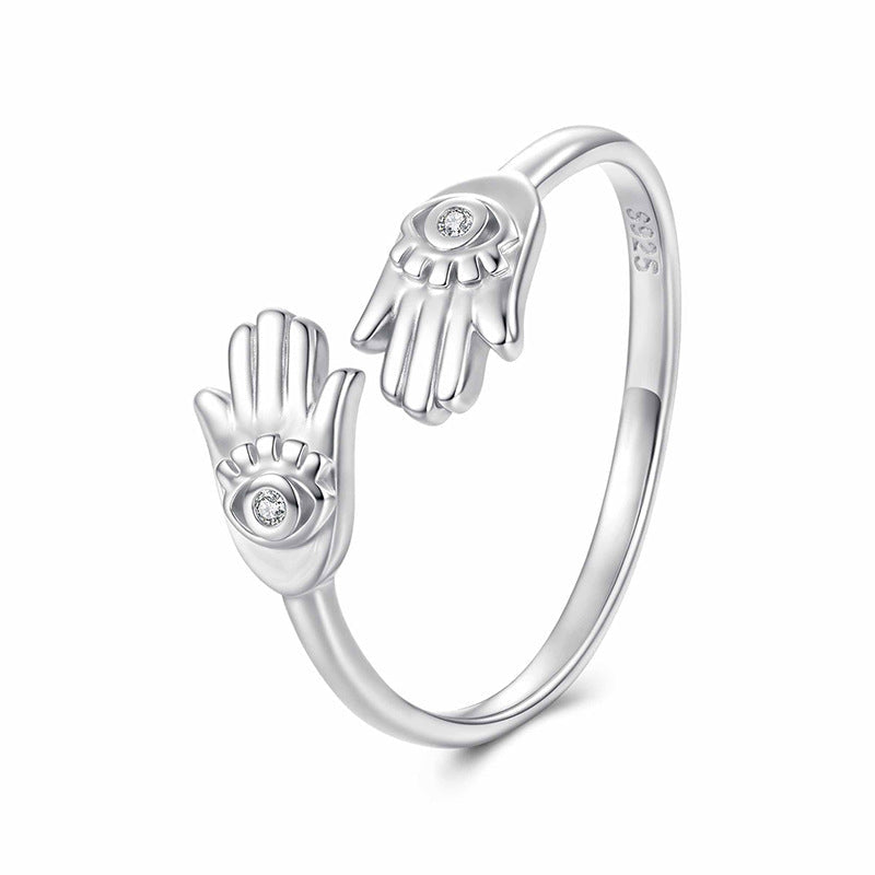 Tima's Hand 925 Sterling Silver Open Ring - Adjustable | XYMQjewelry
